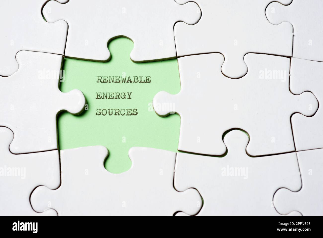 Renewable energy sources text written with a typewriter in a white ...