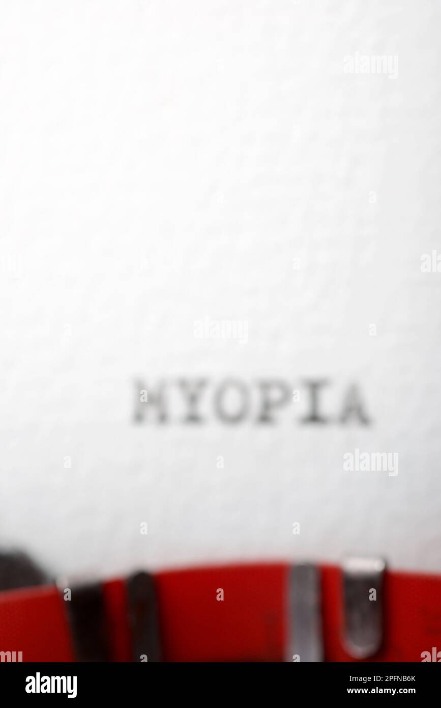 Myopia word written with a typewriter Stock Photo - Alamy
