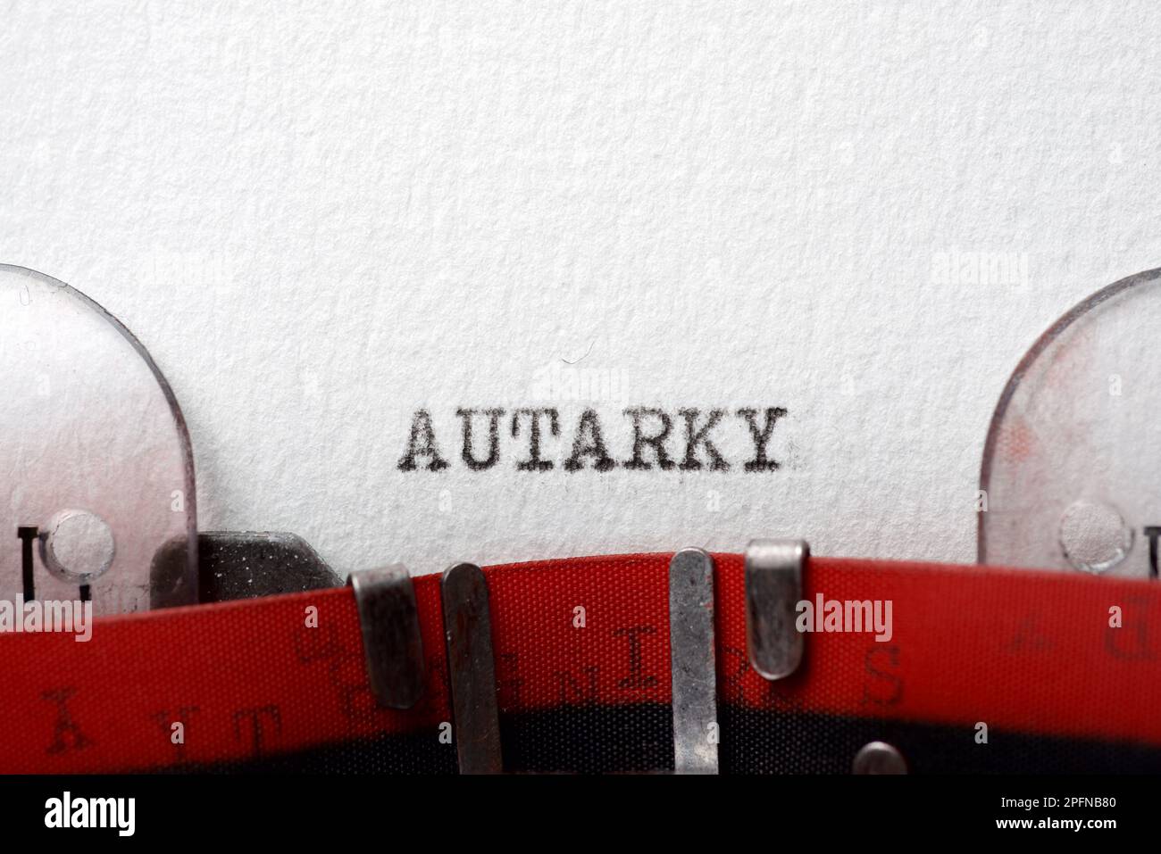 Autarky word written with a typewriter Stock Photo - Alamy