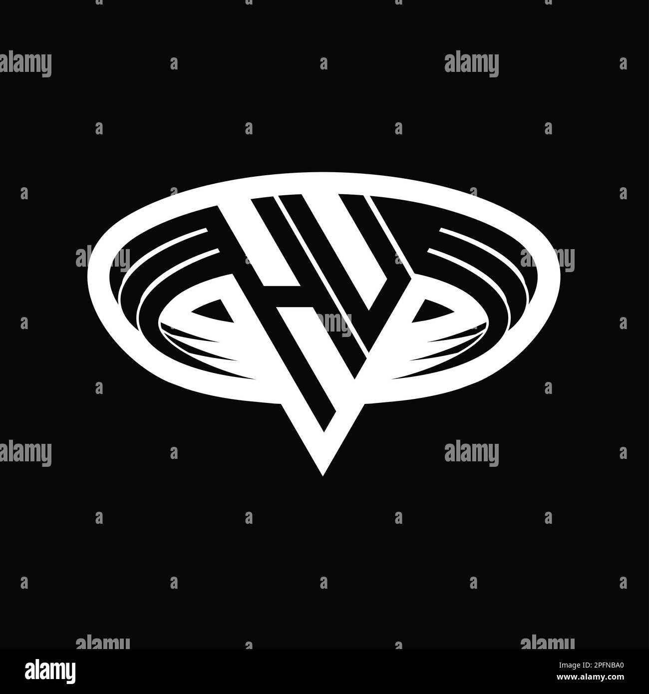 HU Logo monogram letter with triangle shape slice isolated outline ...