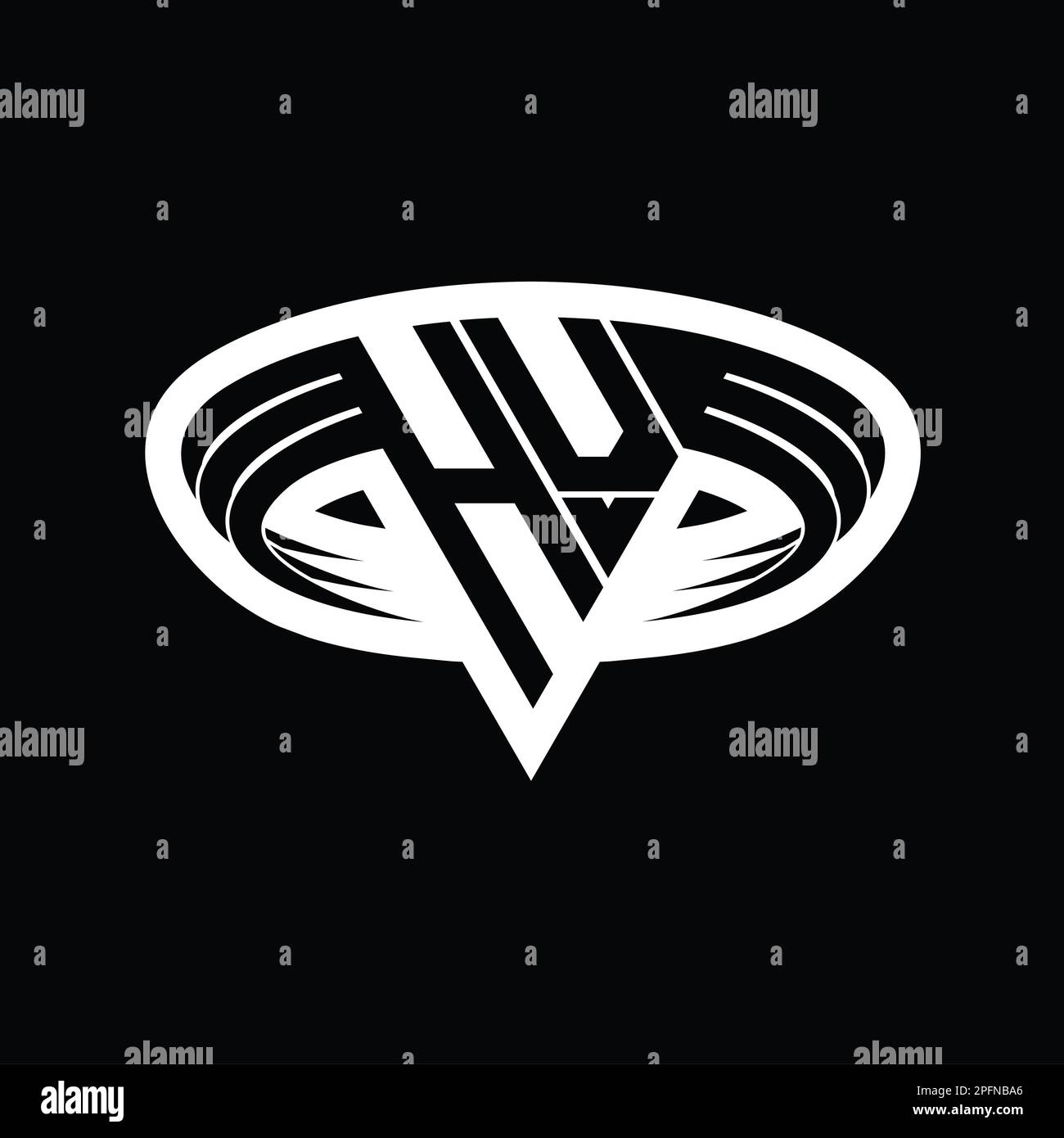 HV Logo monogram letter with triangle shape slice isolated outline ...