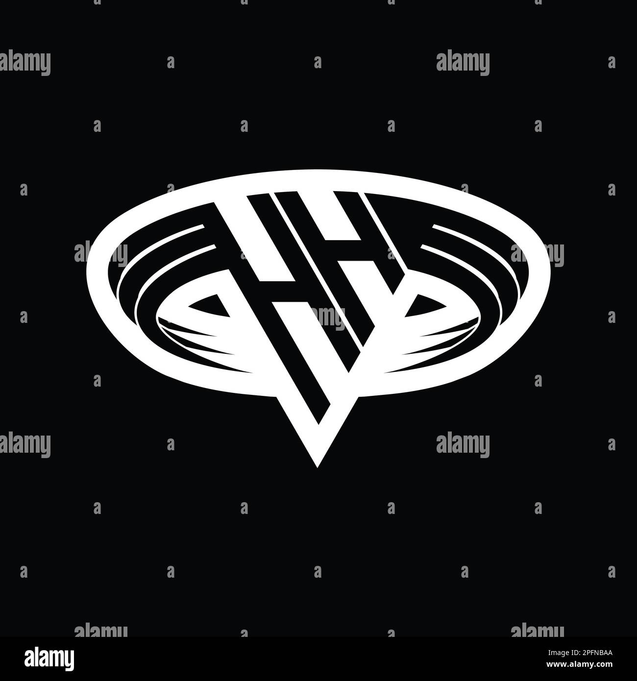 HH Logo monogram letter with triangle shape slice isolated outline ...