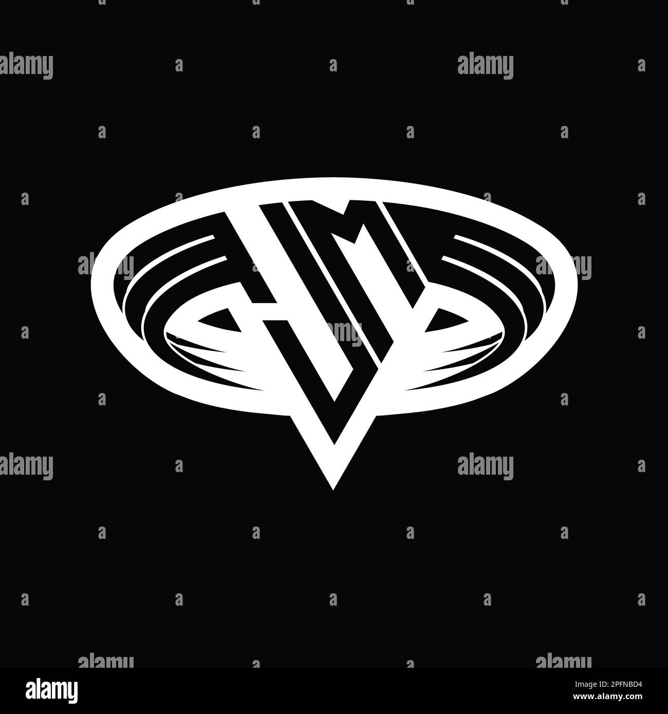 JM Logo monogram letter with triangle shape slice isolated outline ...