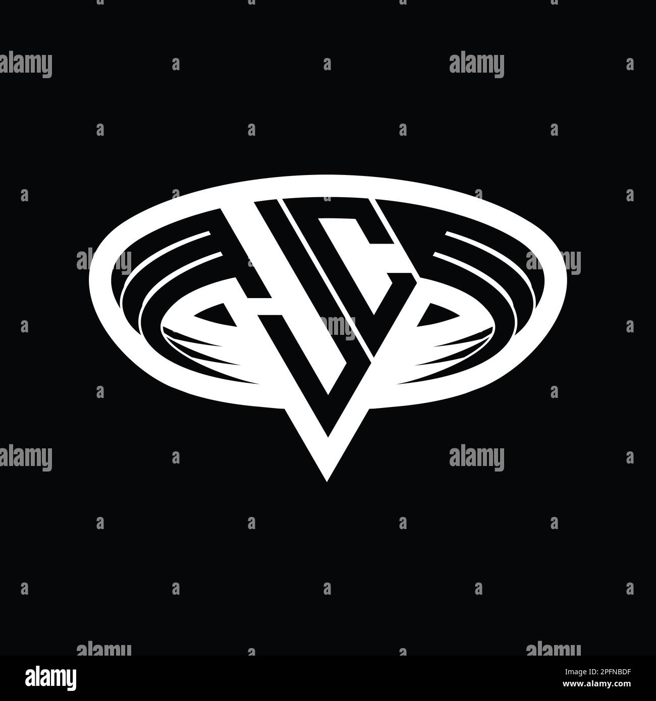 JC Logo monogram letter with triangle shape slice isolated outline ...