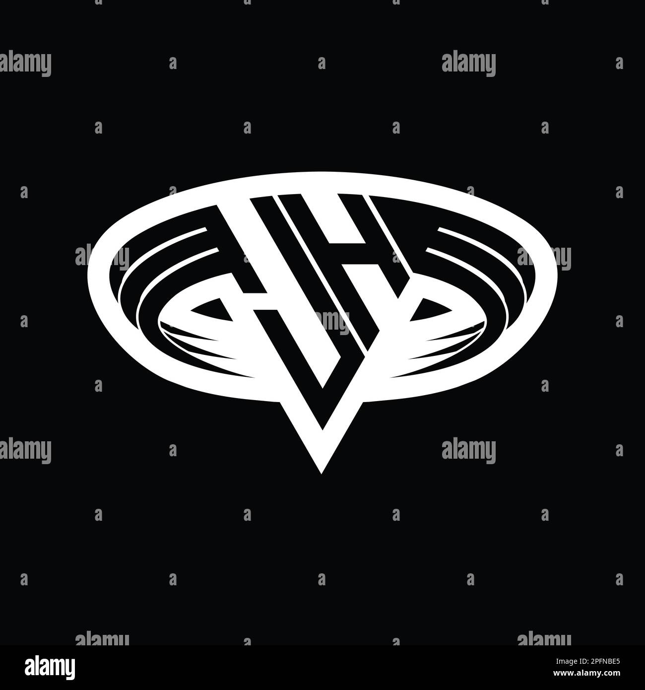 JH Logo monogram letter with triangle shape slice isolated outline ...