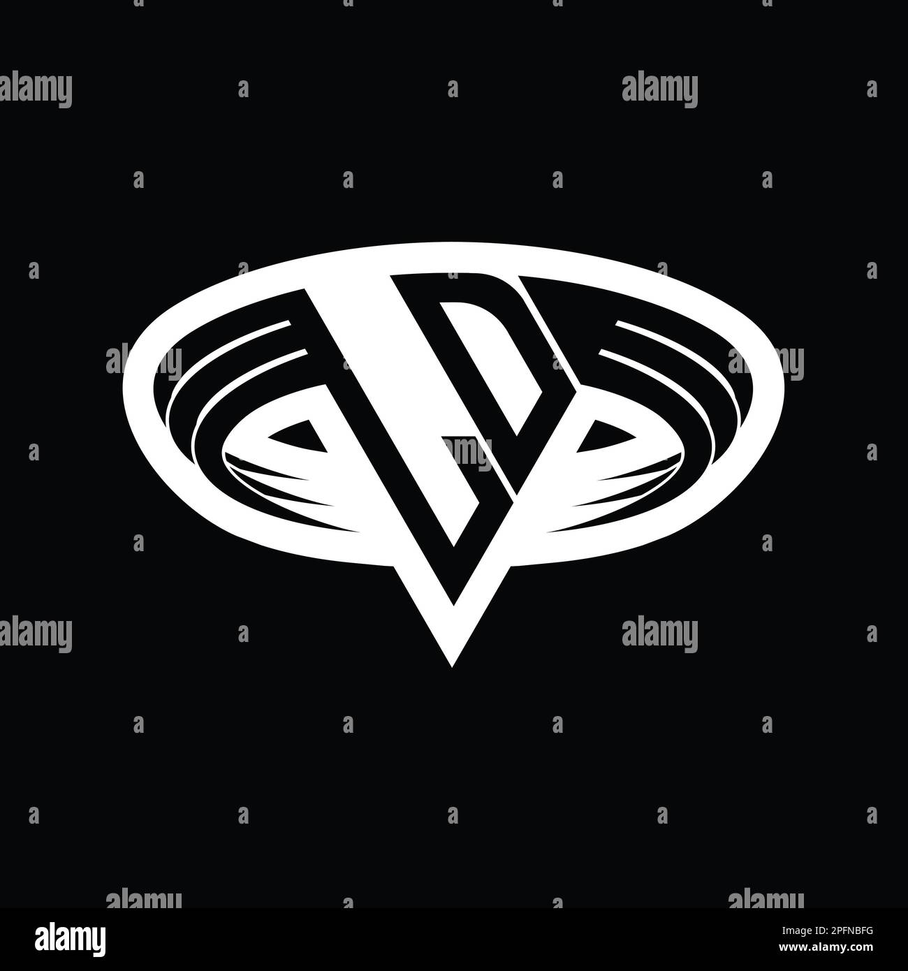 LD Logo monogram letter with triangle shape slice isolated outline ...