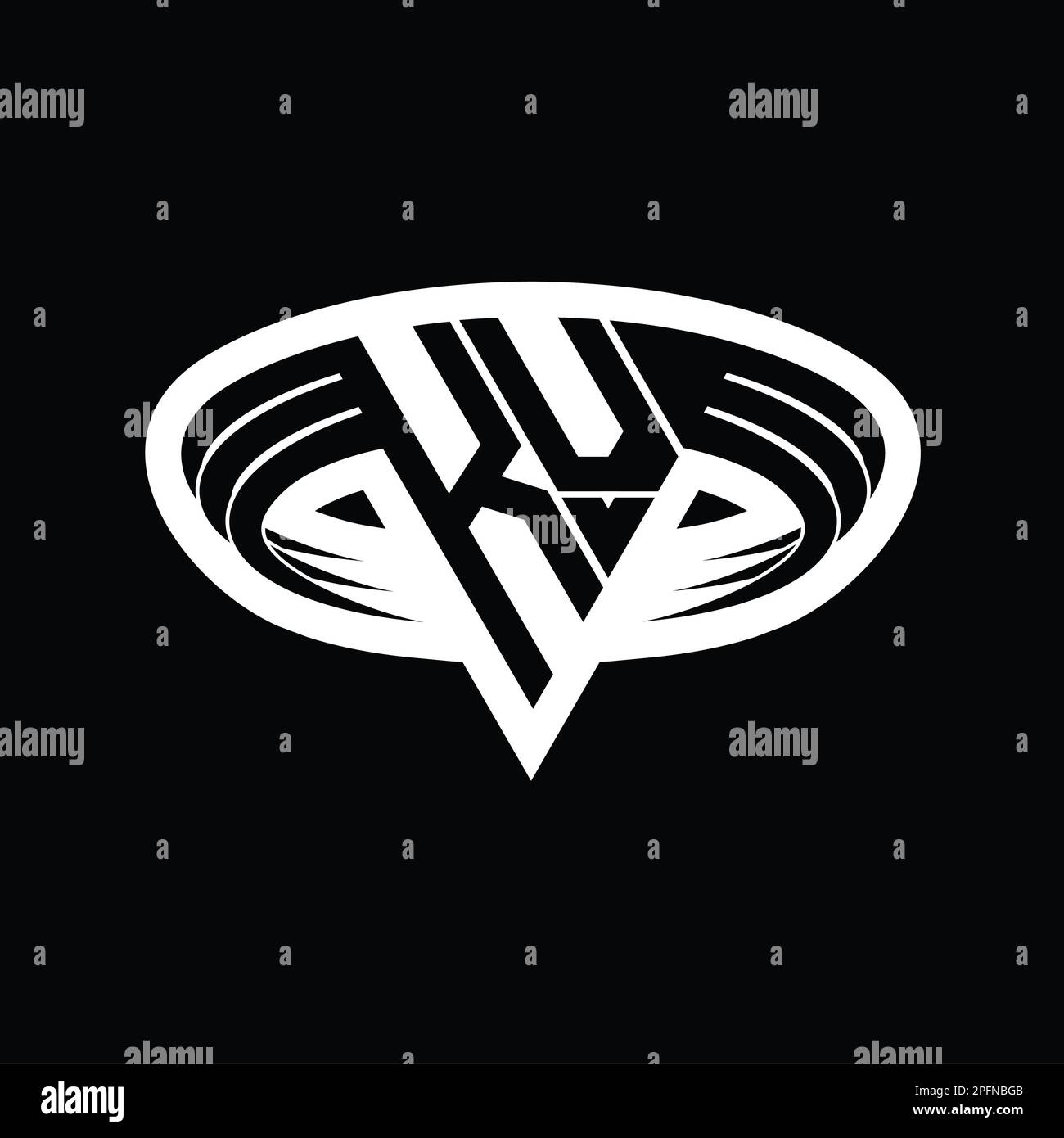 KV Logo monogram letter with triangle shape slice isolated outline ...