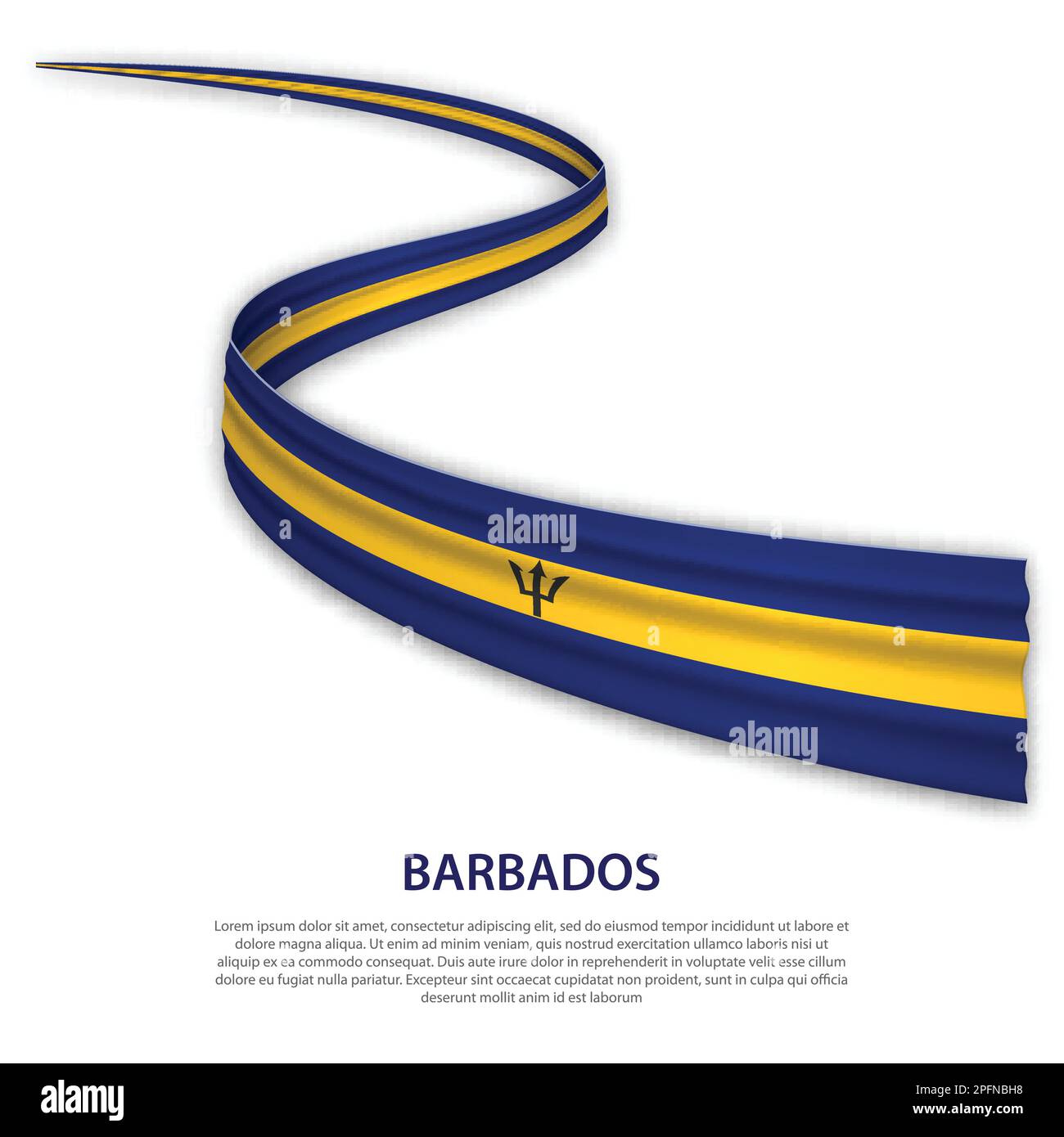 Waving ribbon or banner with flag of Barbados. Template for ...