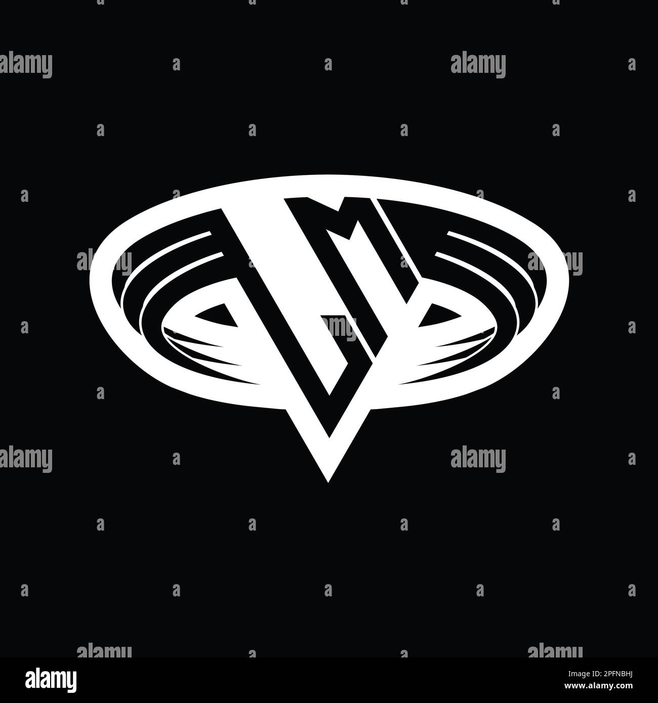 LM monogram letter with triangle shape slice isolated outline design ...