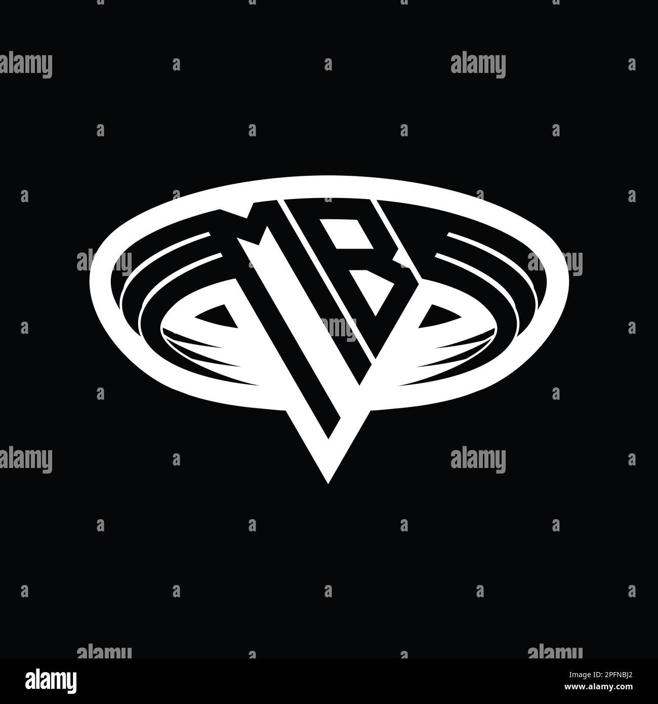 MB Logo monogram letter with triangle shape slice isolated outline ...