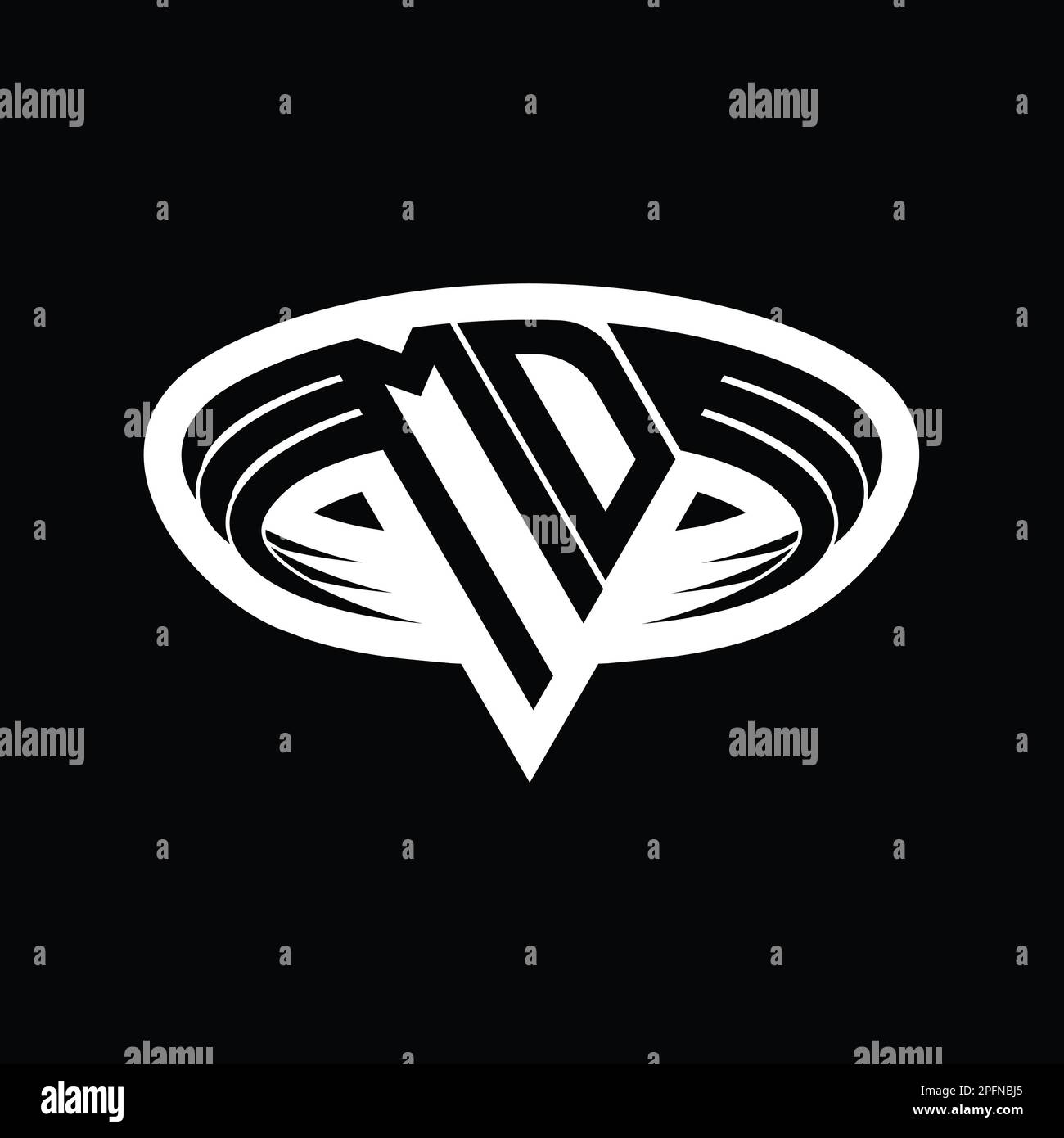 MD Logo monogram letter with triangle shape slice isolated outline ...