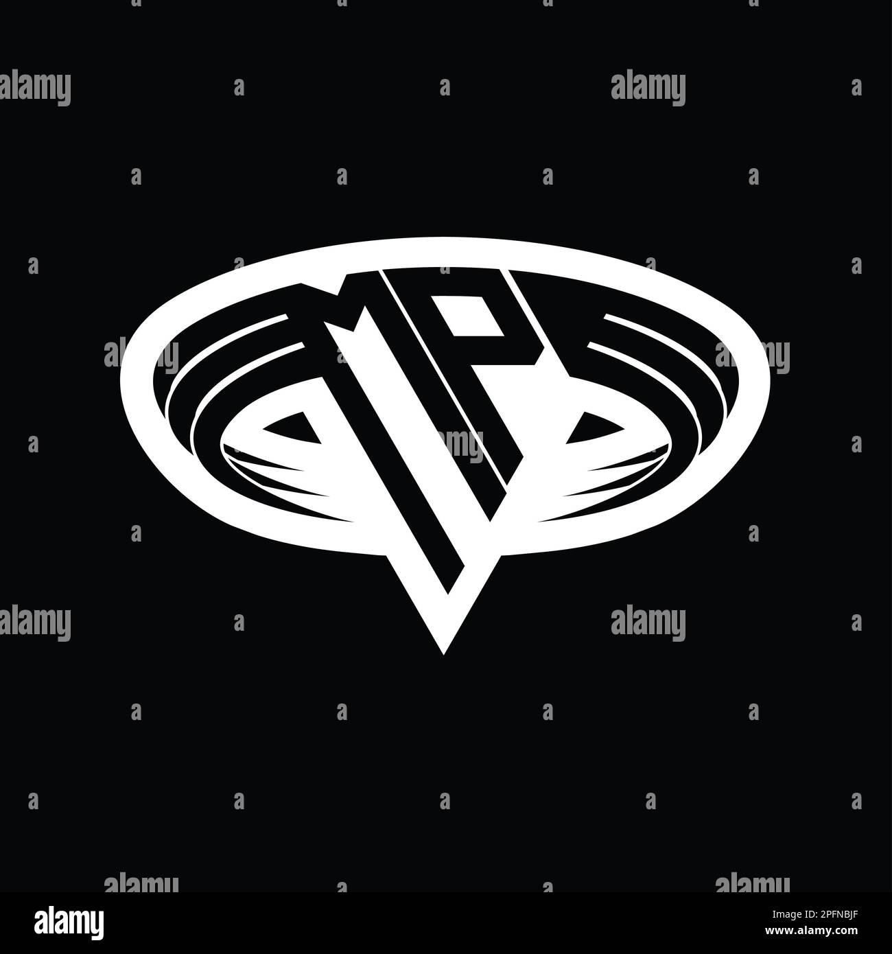 MP Logo monogram letter with triangle shape slice isolated outline ...
