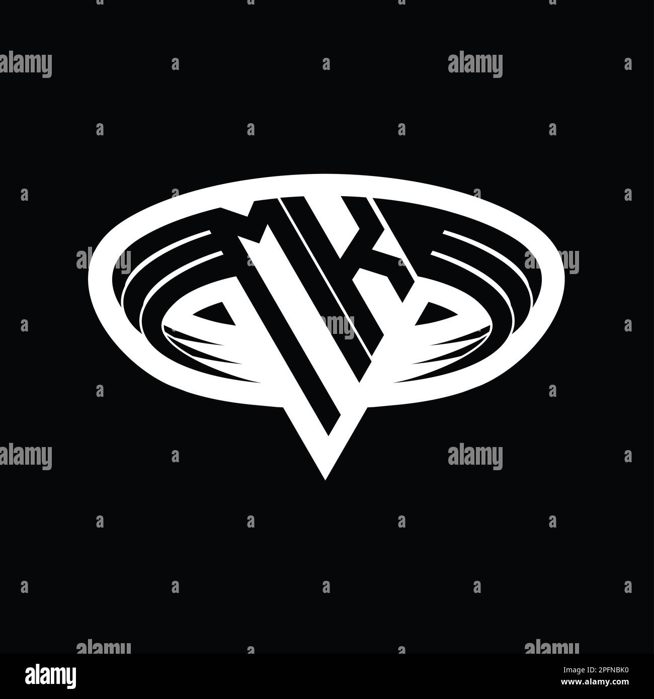 MK Logo monogram letter with triangle shape slice isolated outline ...