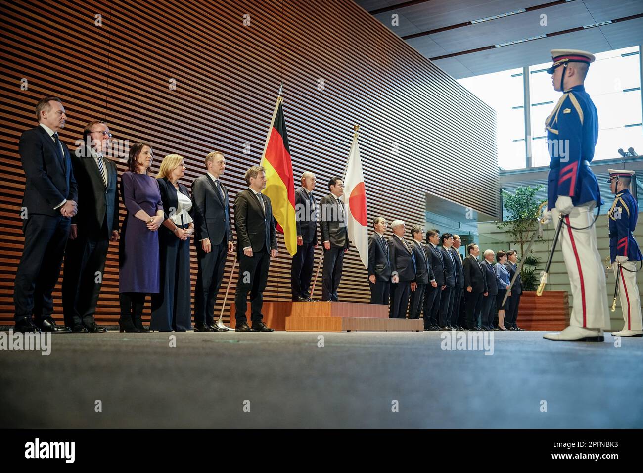 18 March 2023, Japan, Tokio: German Chancellor Olaf Scholz (7.vl, SPD ...