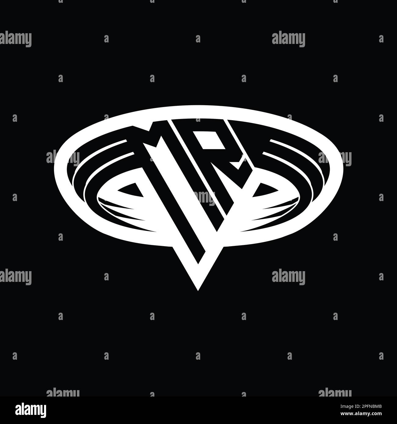 MR Logo monogram letter with triangle shape slice isolated outline ...