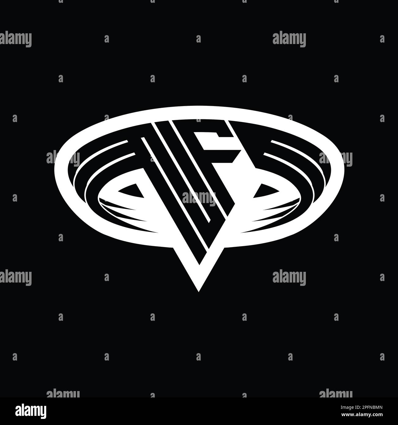 NF Logo monogram letter with triangle shape slice isolated outline ...