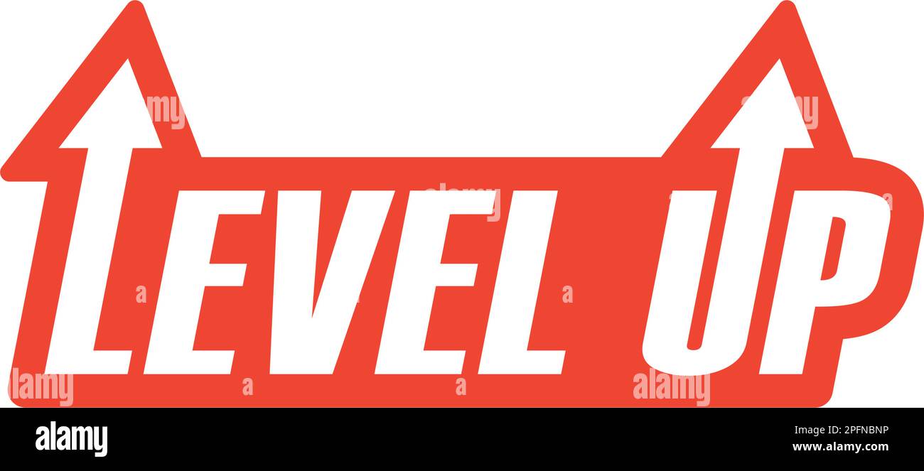 Level up icon in flat style. Achievement vector illustration on ...