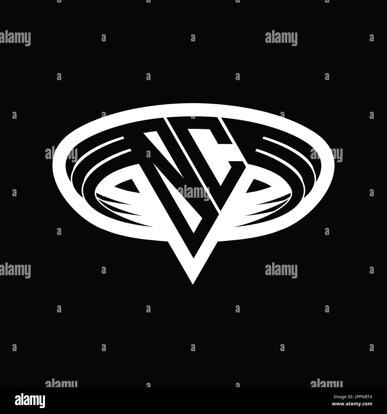 OC Logo monogram letter with triangle shape slice isolated outline ...