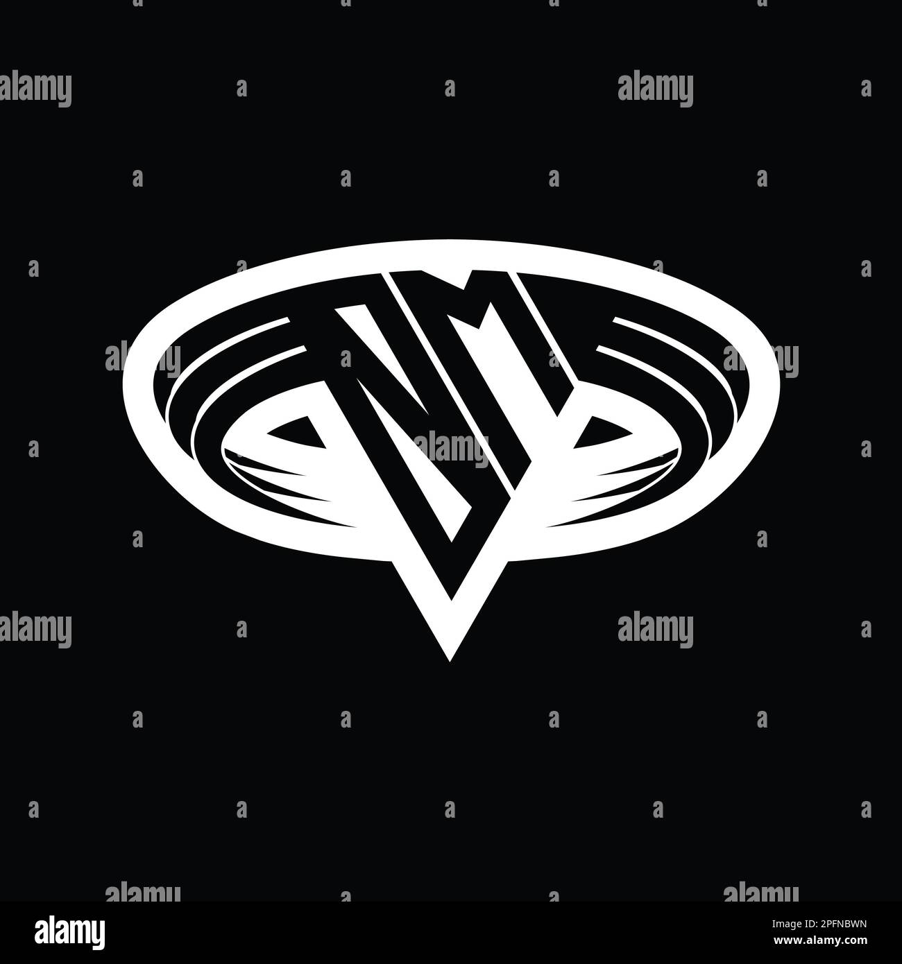 OM Logo monogram letter with triangle shape slice isolated outline ...