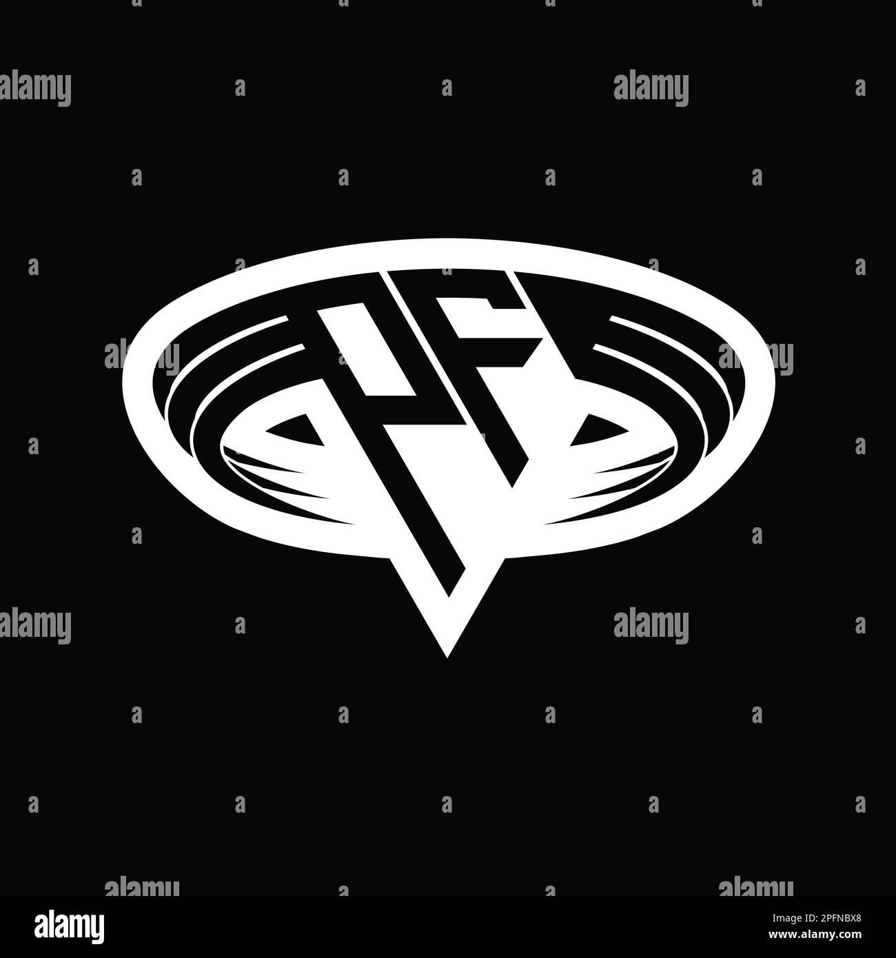 PF Logo monogram letter with triangle shape slice isolated outline ...