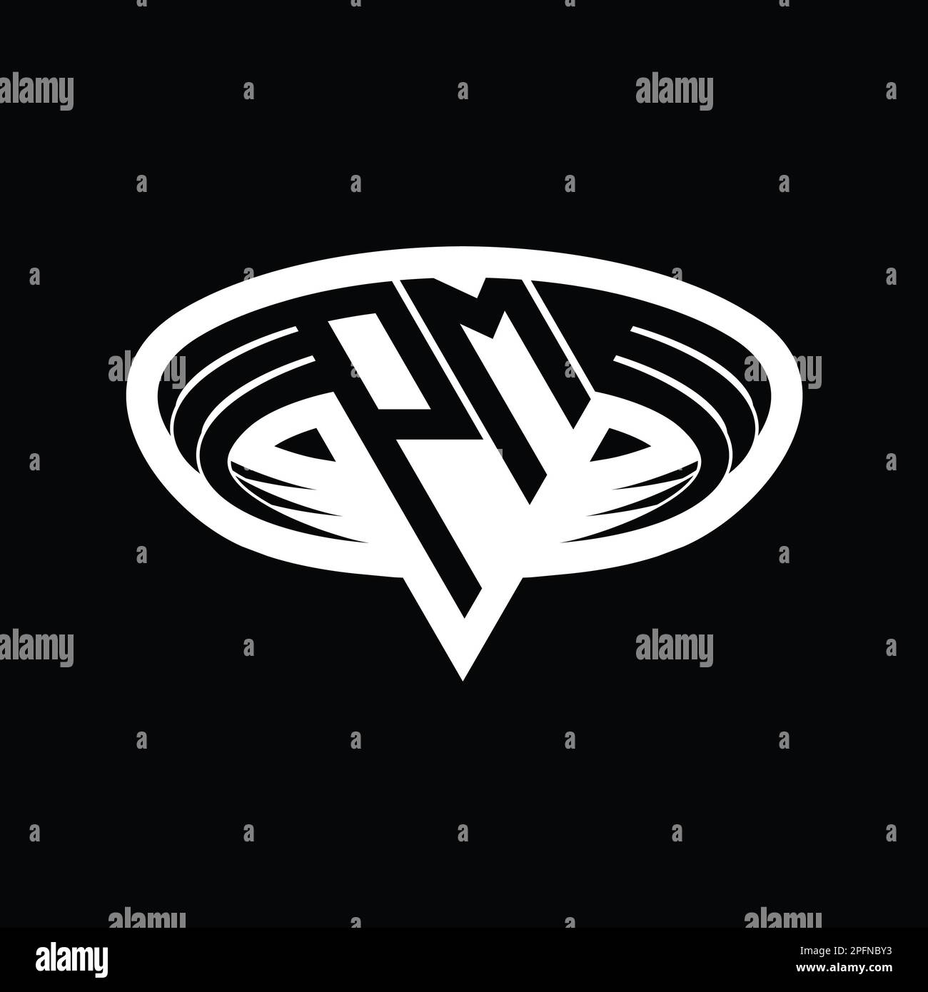 PM Logo monogram letter with triangle shape slice isolated outline ...