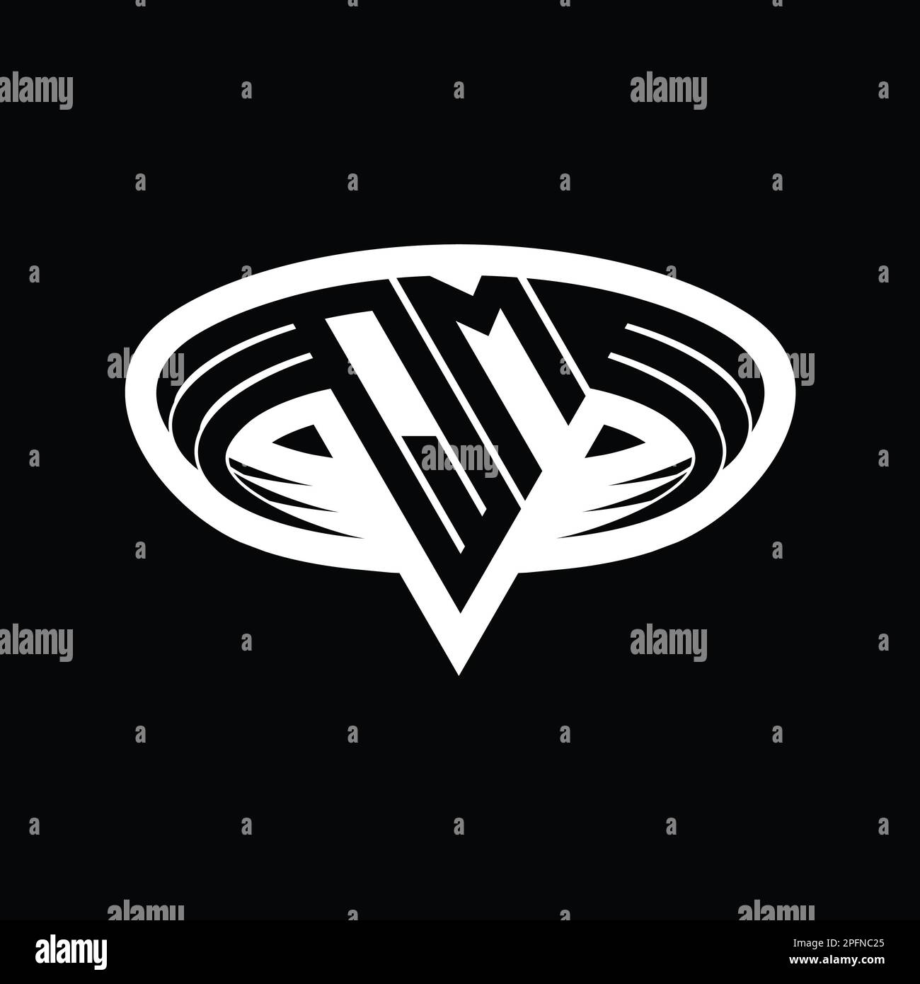 QM Logo monogram letter with triangle shape slice isolated outline ...