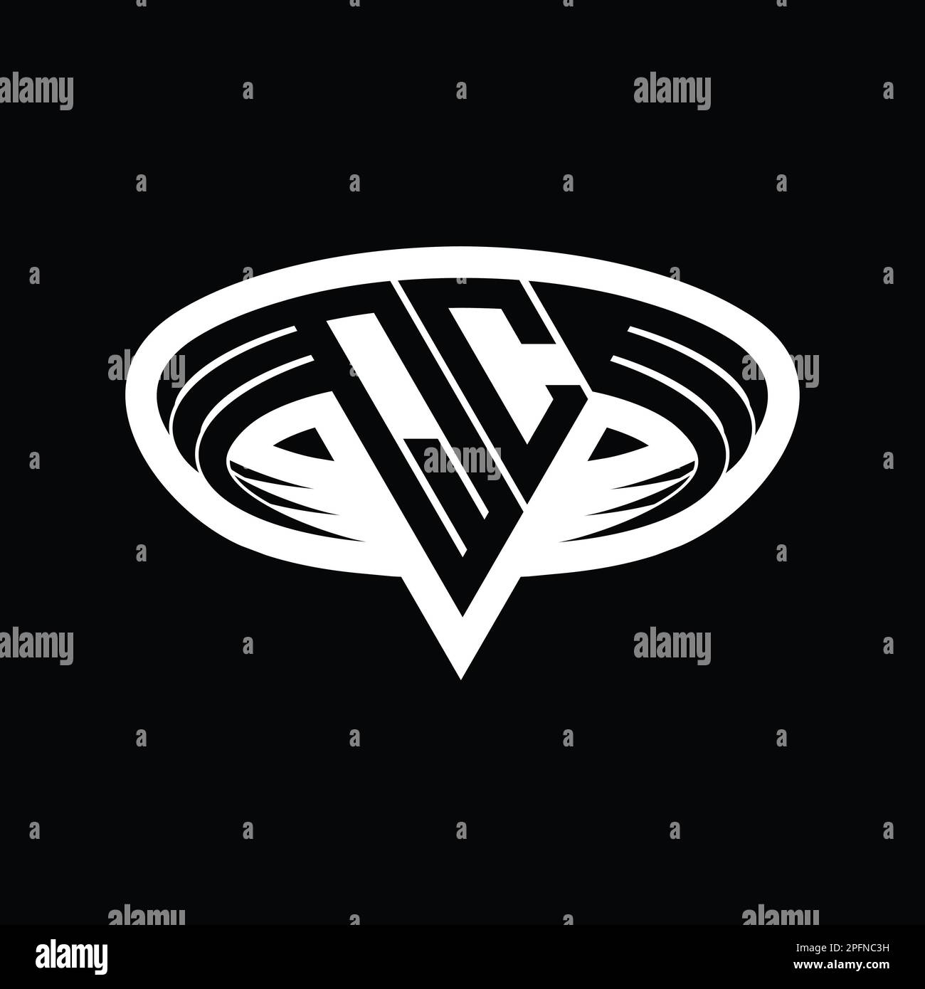 QC Logo monogram letter with triangle shape slice isolated outline ...