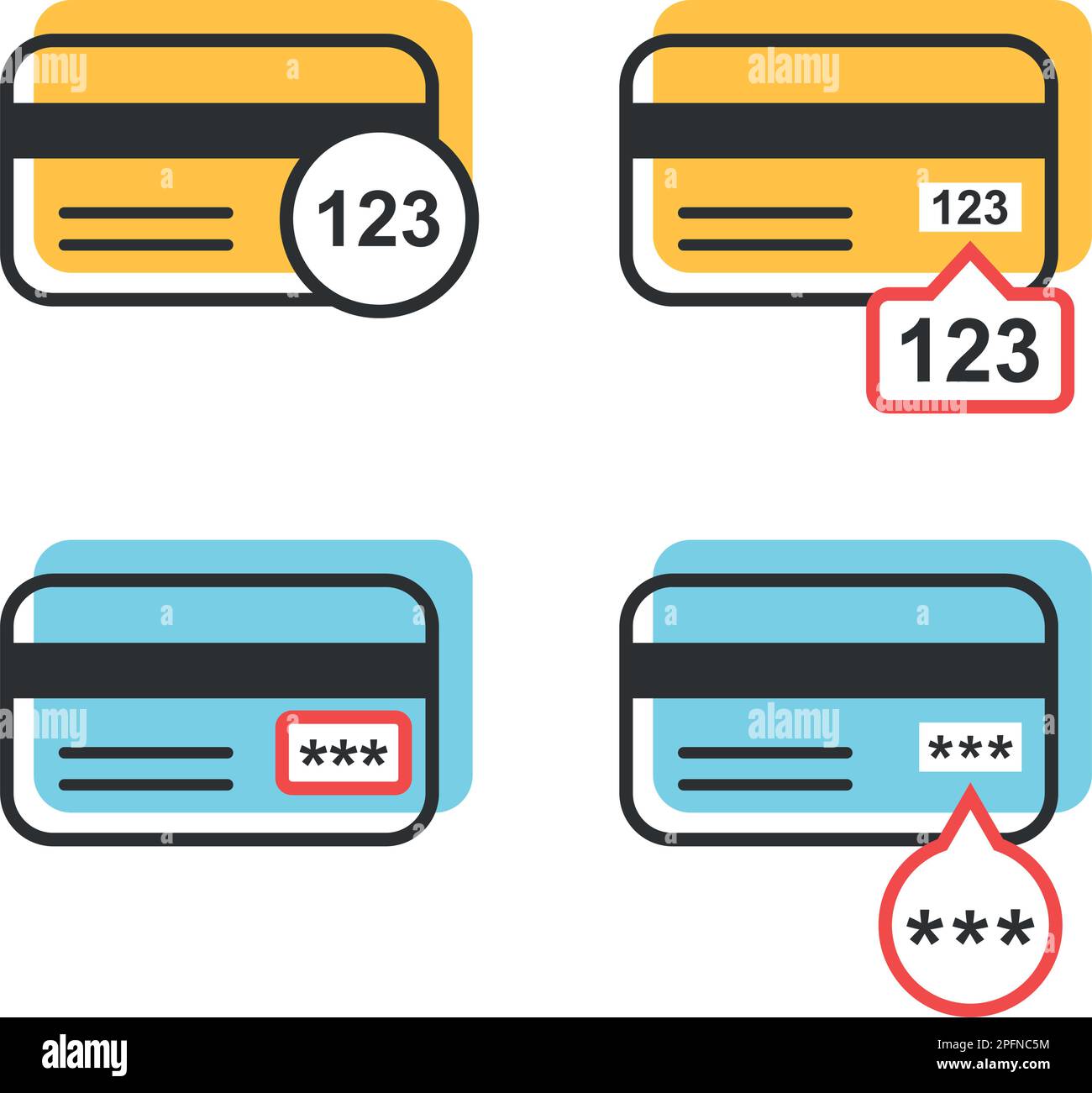 Credit card icon in flat style. CVV verification code vector ...