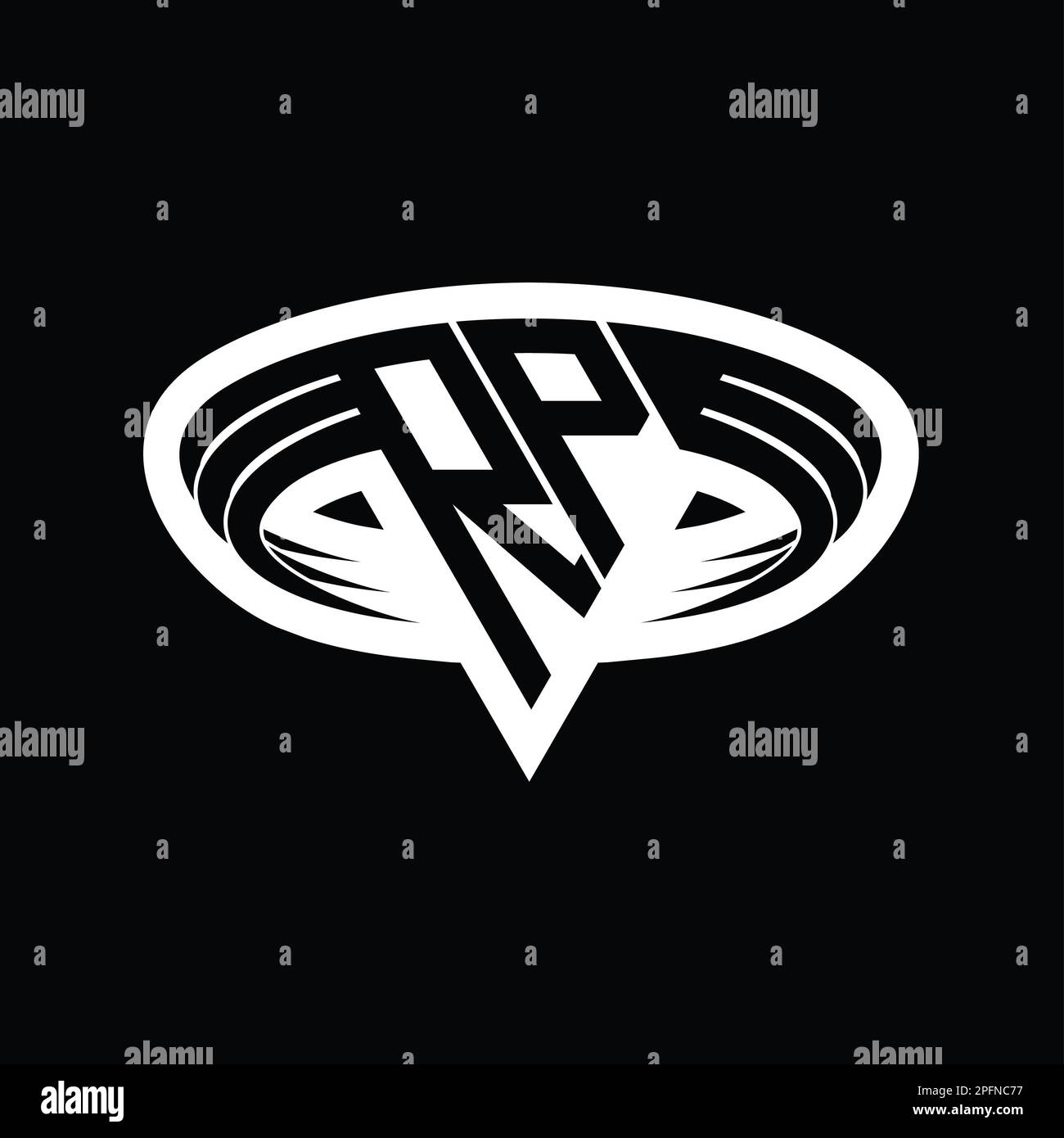 RP Logo monogram letter with triangle shape slice isolated outline ...