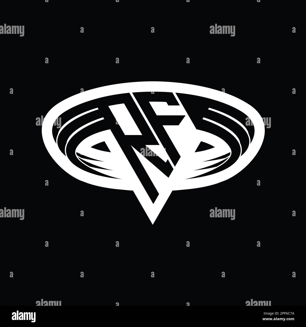 RF Logo monogram letter with triangle shape slice isolated outline ...