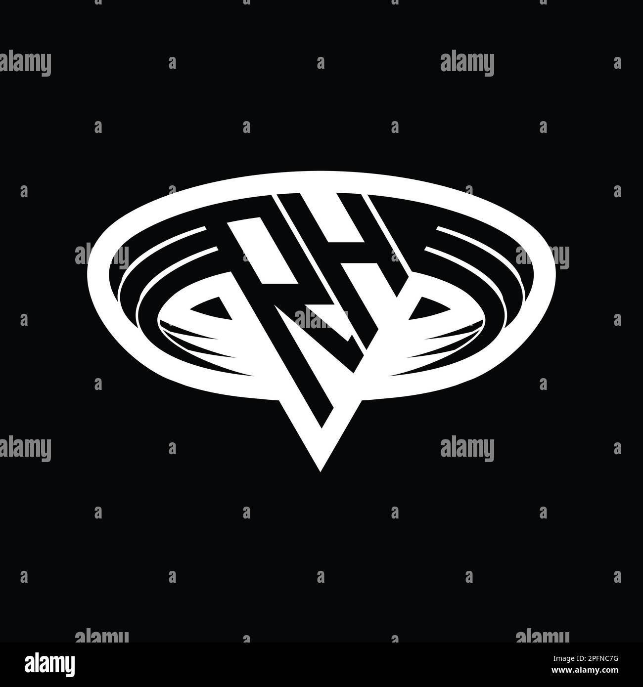 RH Logo monogram letter with triangle shape slice isolated outline ...