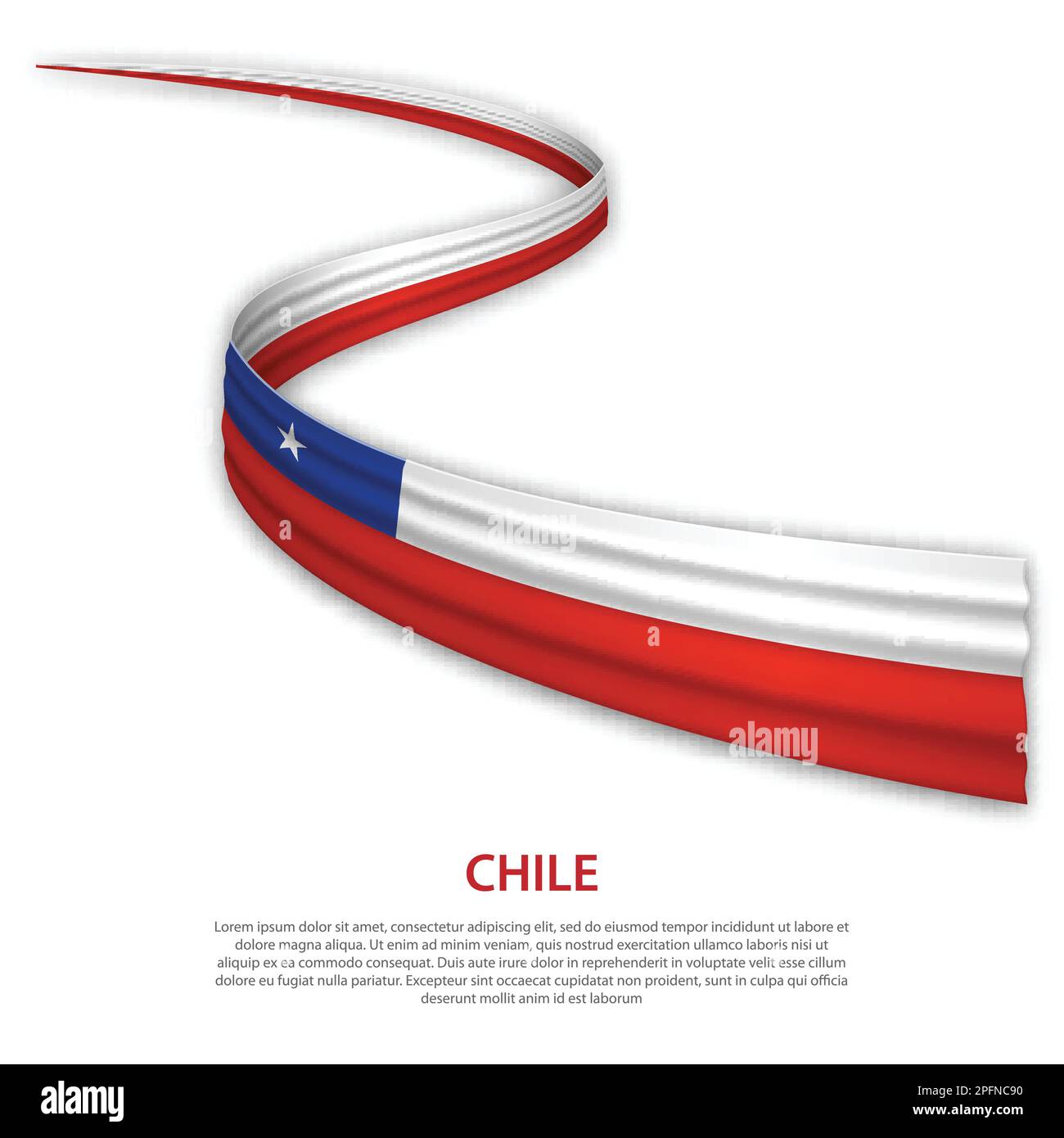 Waving ribbon or banner with flag of Chile. Template for independence ...