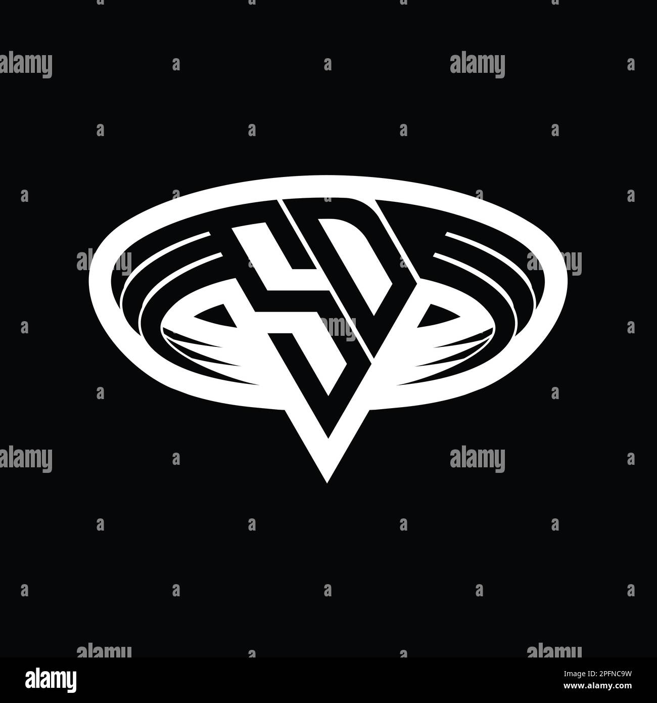 SD Logo monogram letter with triangle shape slice isolated outline ...