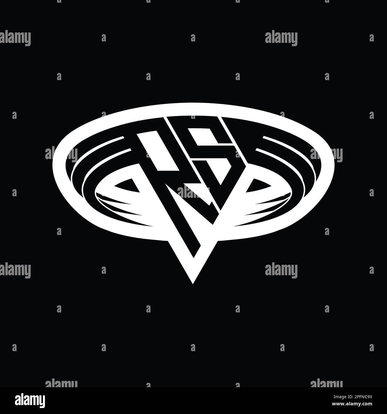 RS Logo monogram letter with triangle shape slice isolated outline ...