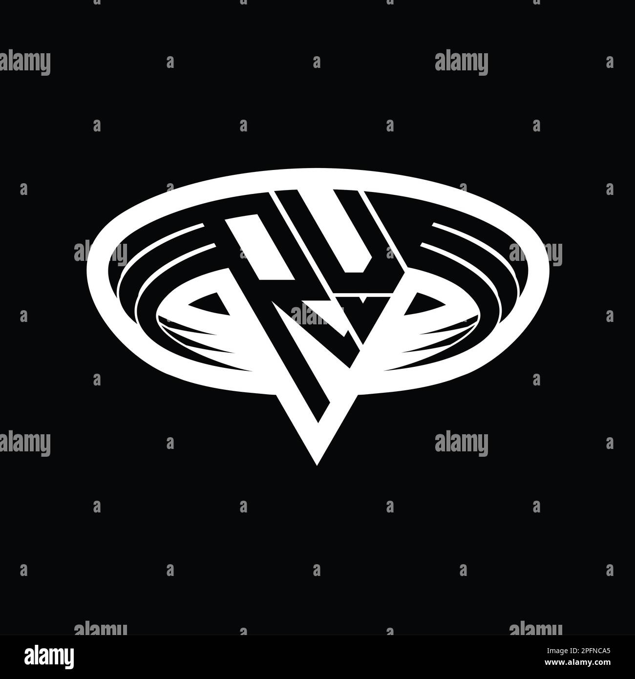 RV Logo monogram letter with triangle shape slice isolated outline ...