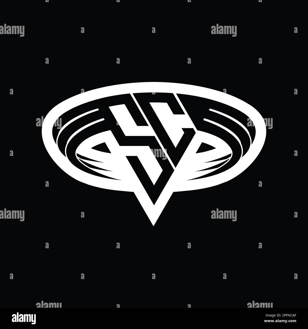 SC Logo monogram letter with triangle shape slice isolated outline ...