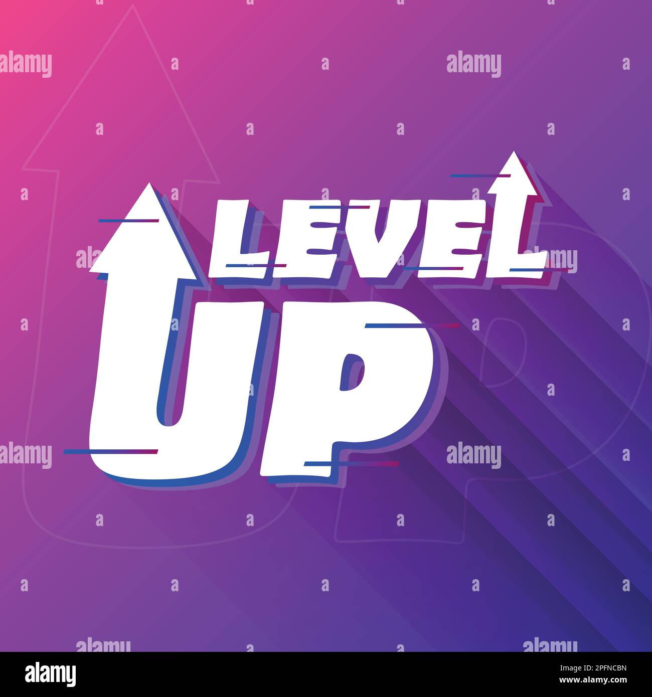 Level up icon in flat style. Achievement vector illustration on ...
