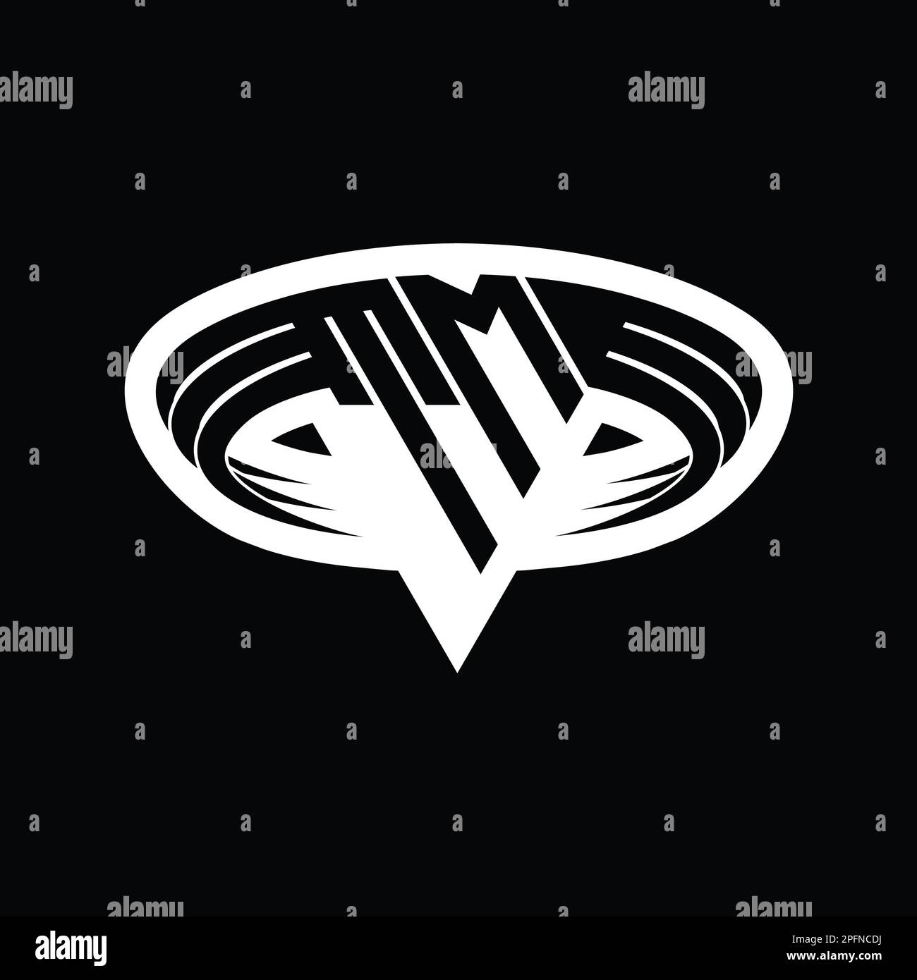 TM Logo monogram letter with triangle shape slice isolated outline ...