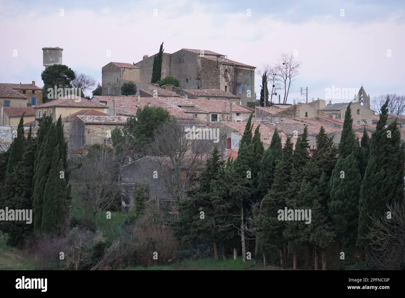 landscape with old buildings in village in the mountainous region of ...