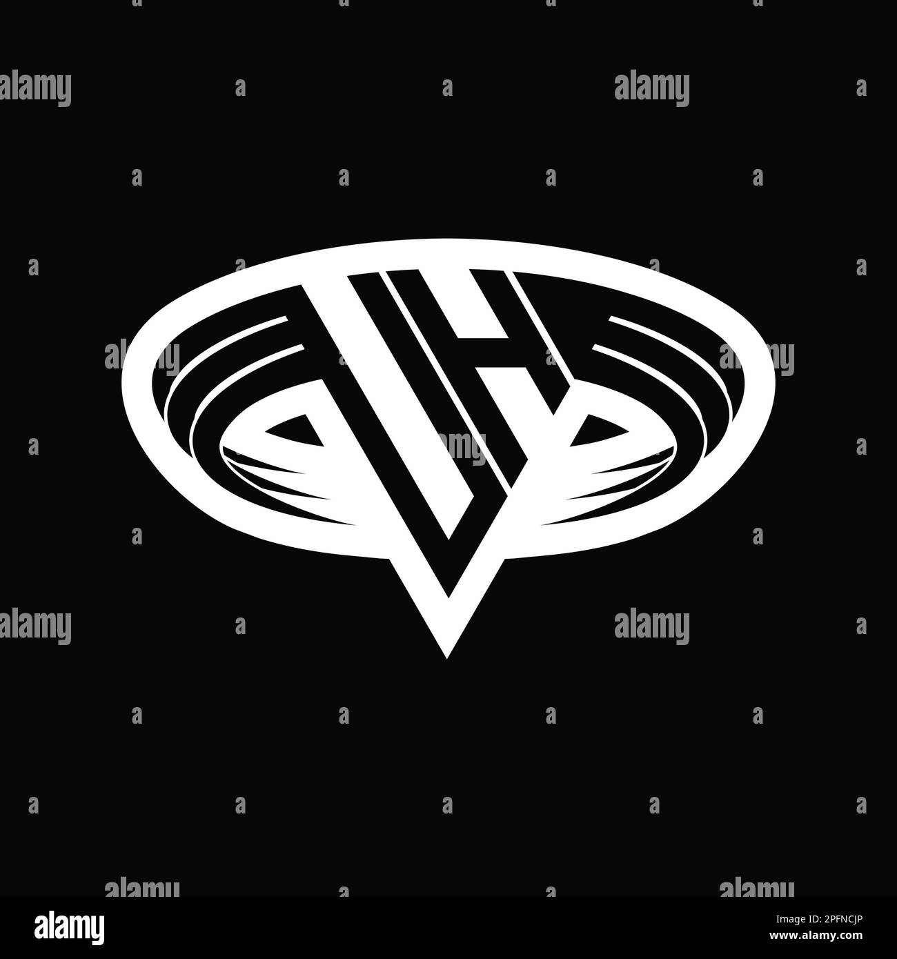 UH Logo monogram letter with triangle shape slice isolated outline ...