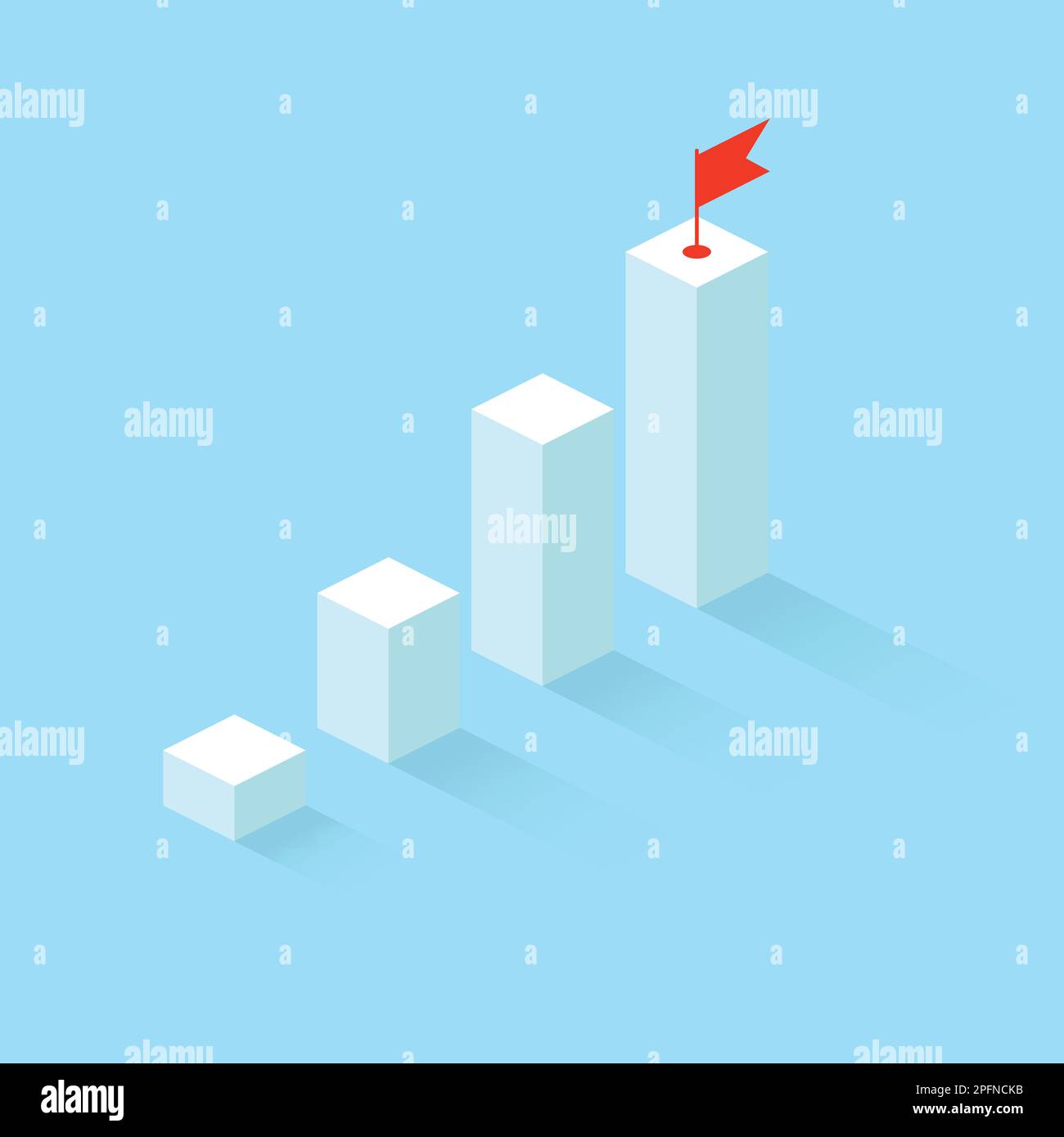 Success growth icon in flat style. Isometric level stairs vector ...
