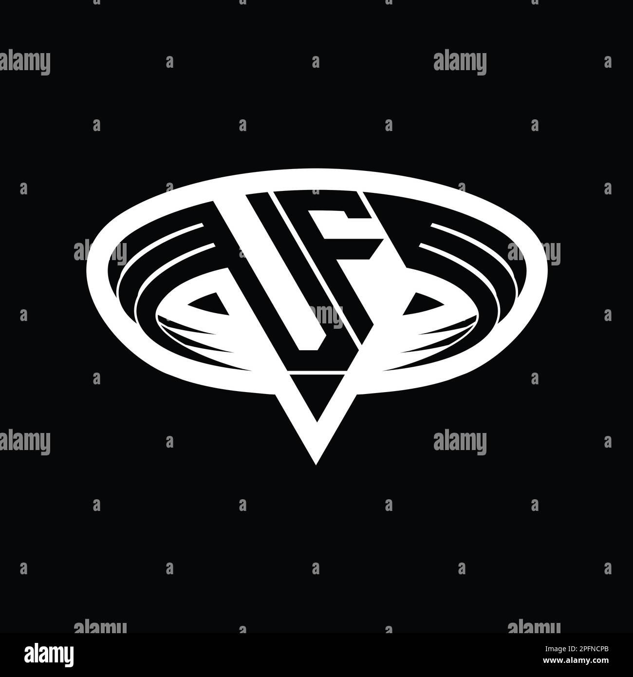 VF monogram letter with triangle shape slice isolated outline design ...