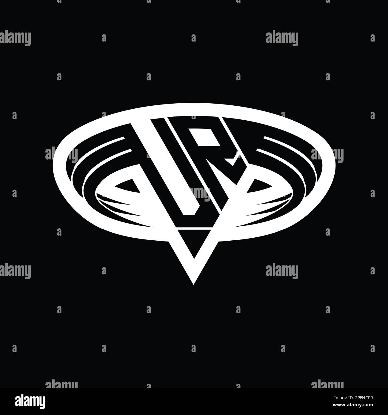 VR Logo monogram letter with triangle shape slice isolated outline ...