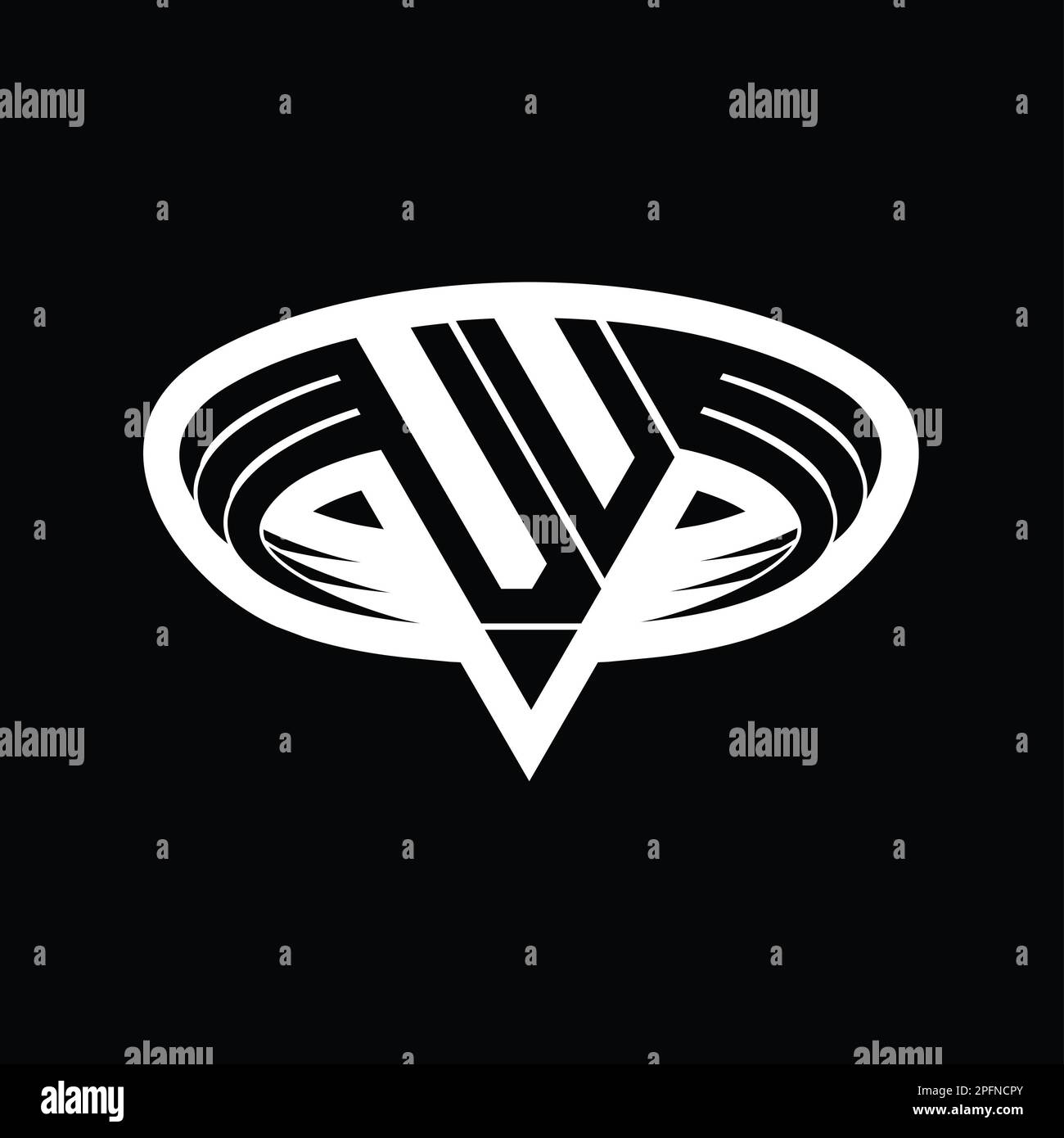 VU Logo monogram letter with triangle shape slice isolated outline ...