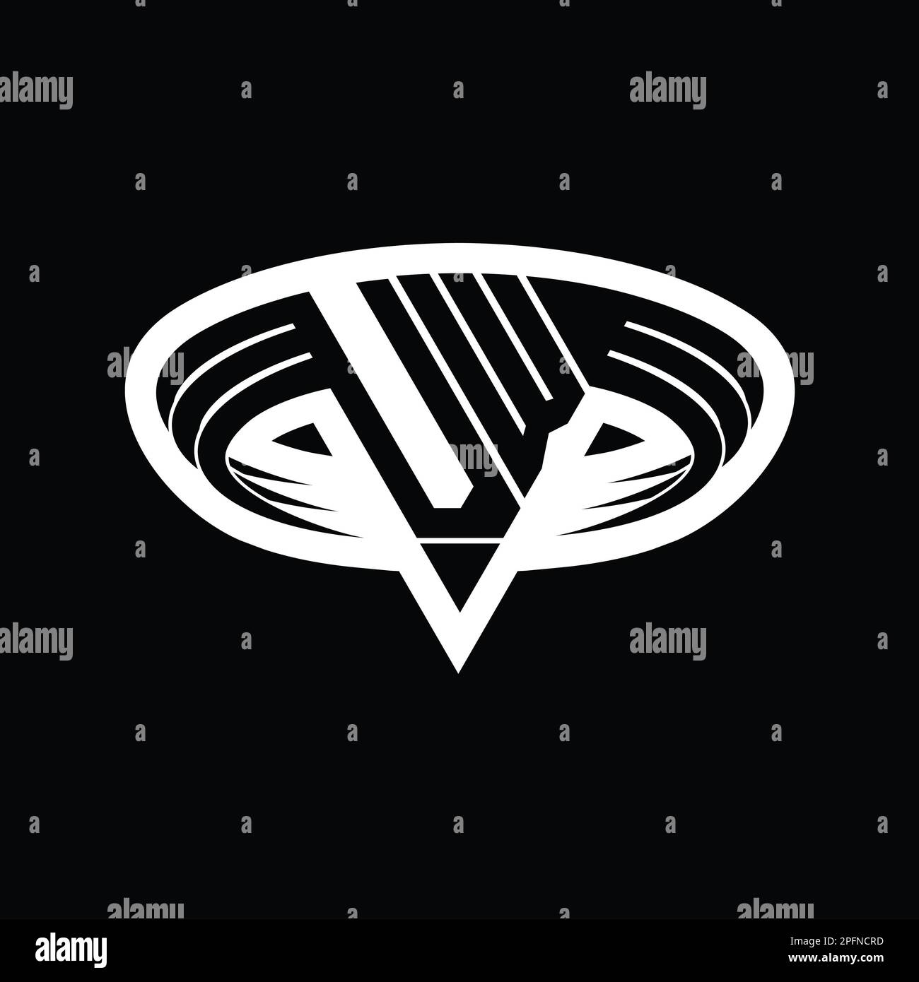 VW Logo monogram letter with triangle shape slice isolated outline ...