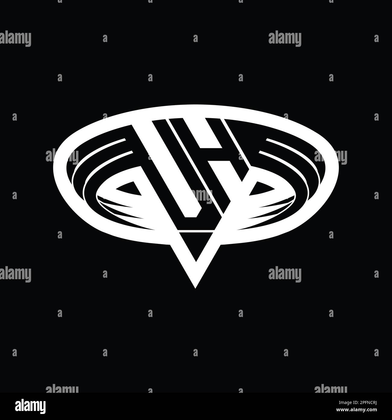 VH Logo monogram letter with triangle shape slice isolated outline ...