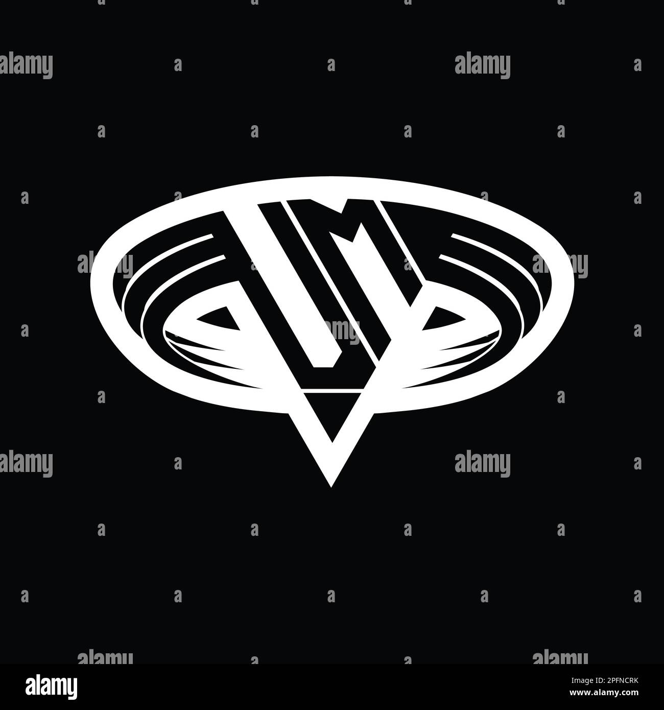 VM Logo monogram letter with triangle shape slice isolated outline ...