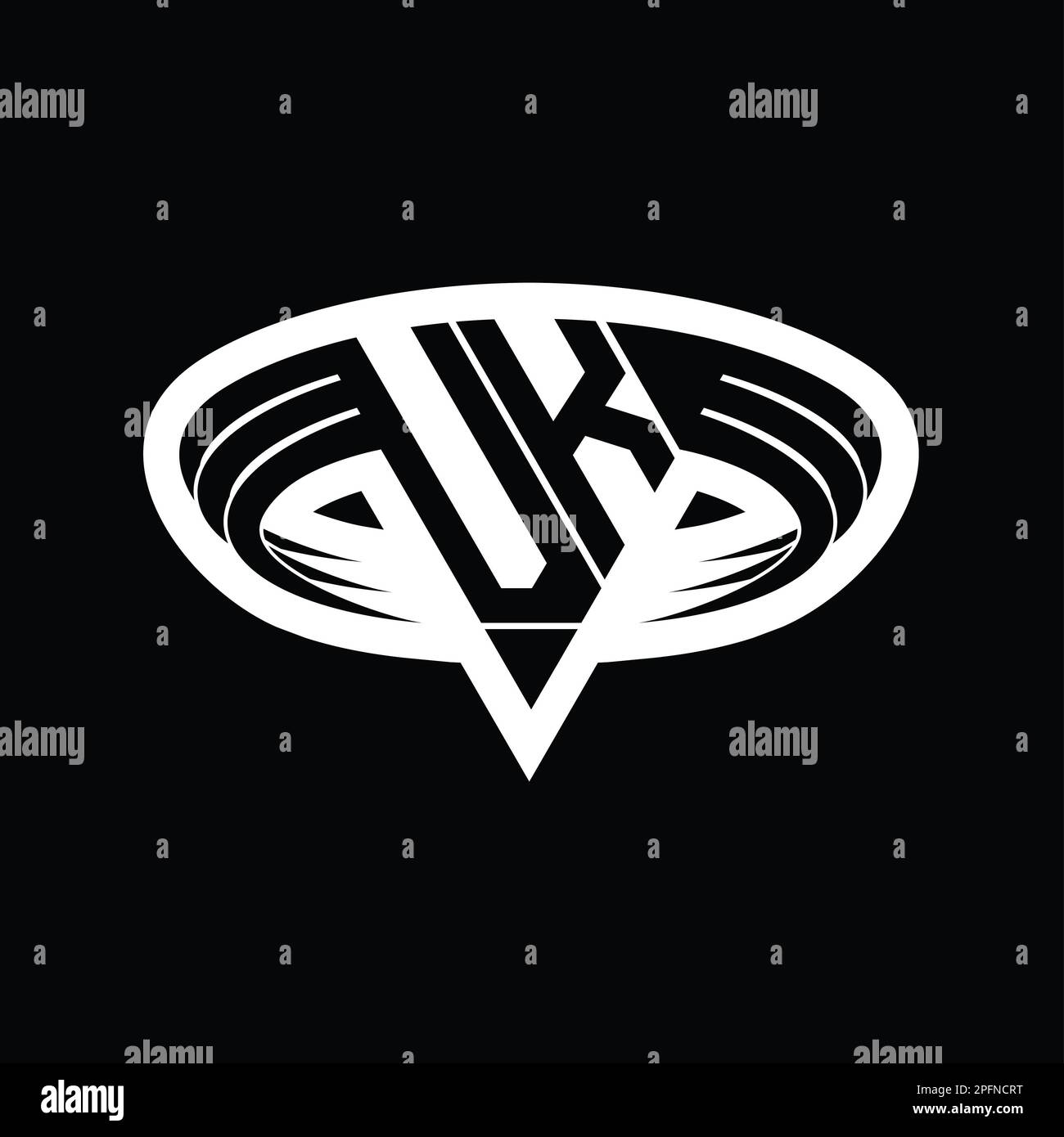 VK Logo monogram letter with triangle shape slice isolated outline ...