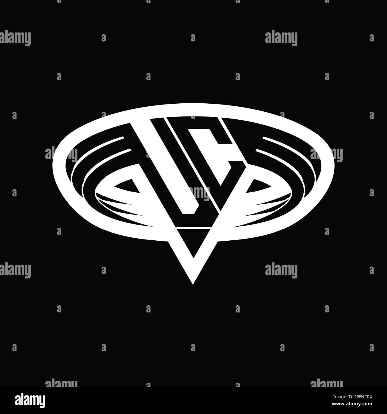 VC Logo monogram letter with triangle shape slice isolated outline ...