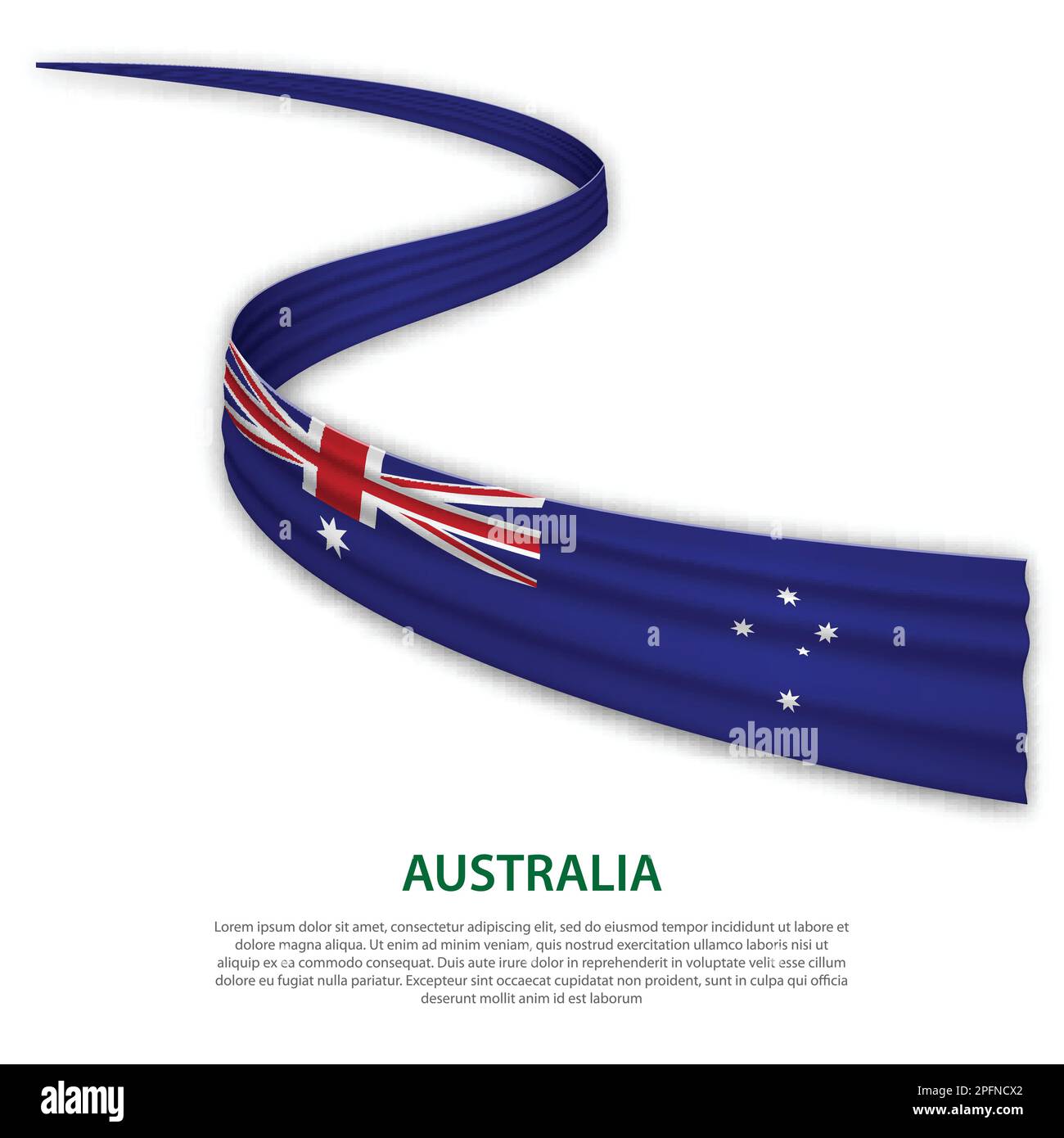 Waving ribbon or banner with flag of Australia. Template for ...